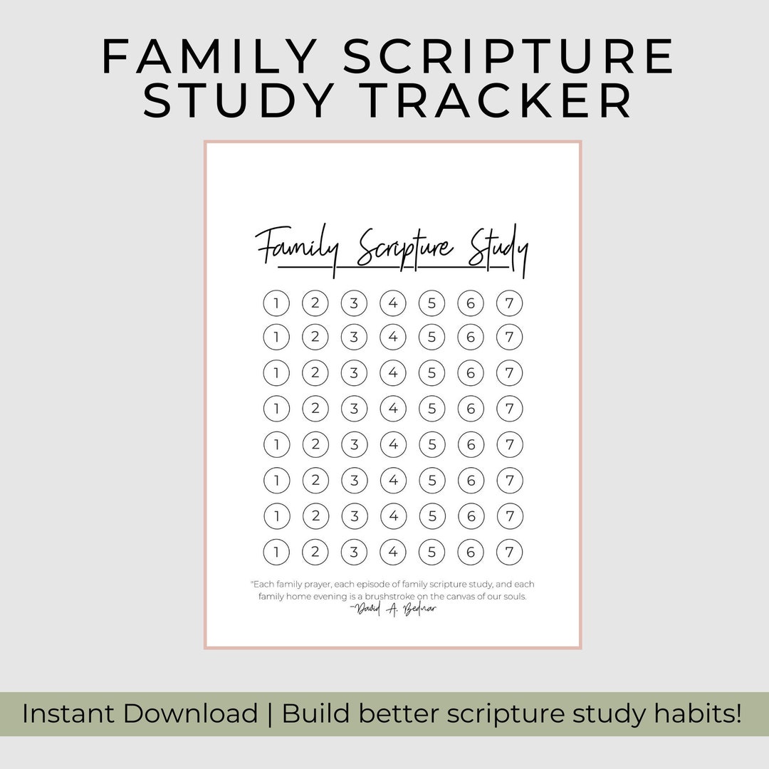 Family Scripture Study Chart | Scripture Study Checklist | Come Follow ...