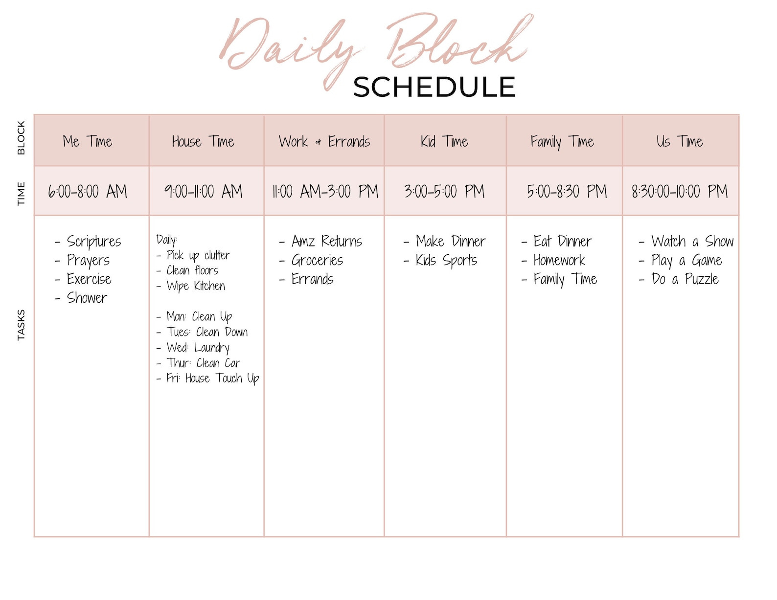 Block Scheduling Printable PDF Block Planner Daily | Etsy
