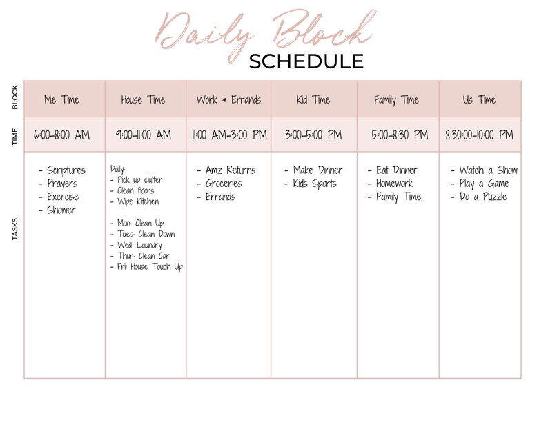 Block Scheduling Printable PDF Block Planner Daily | Etsy