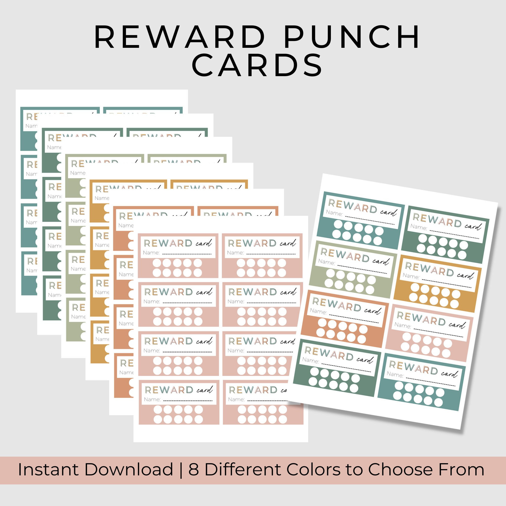 Kids Positive Reinforcement Reward Punch Cards Reward Cards - Etsy