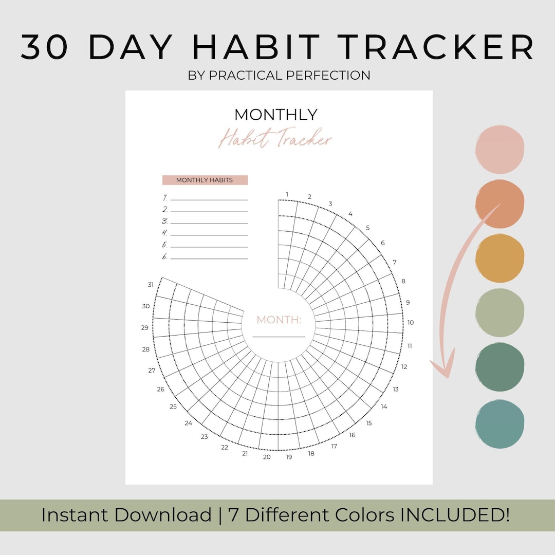Monthly Habit Tracker Printable 30 Day Habit Tracker - Etsy