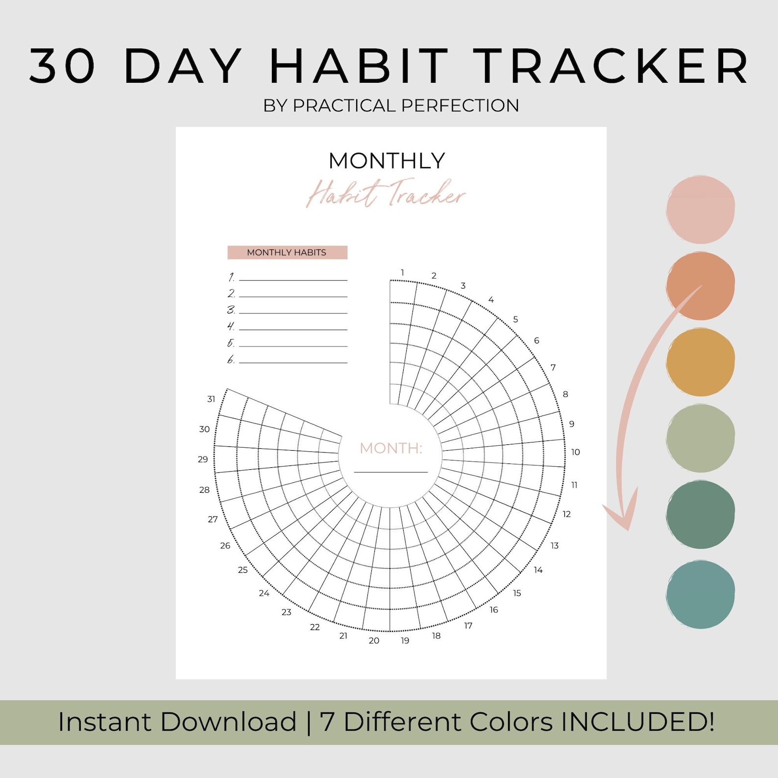 Monthly Habit Tracker Printable 30 Day Habit Tracker - Etsy