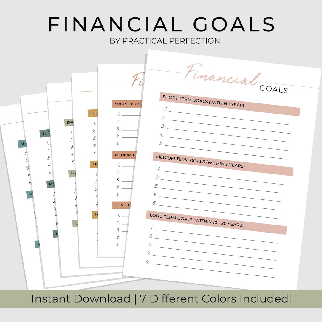 Financial Goals Planner Sheet | Financial Tracker | Savings Goals ...