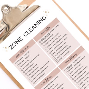 Editable Zone Cleaning Checklist | Printable Cleaning Checklist by Room ...