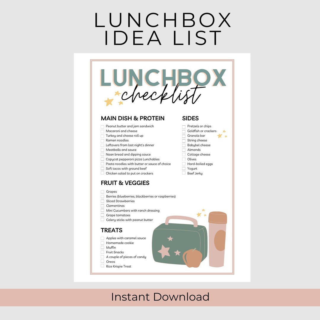 Lunchbox Idea Sheet | Printable Lunchbox Page With Easy School Lunches ...