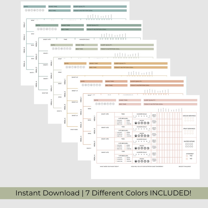 Mindful Eating Food Journal Tracker Printable | Food Allergy Tracker ...