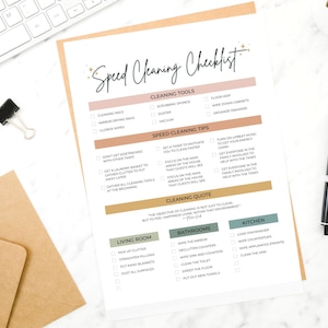 Speed Cleaning Checklist | Printable Cleaning Checklist by Room ...