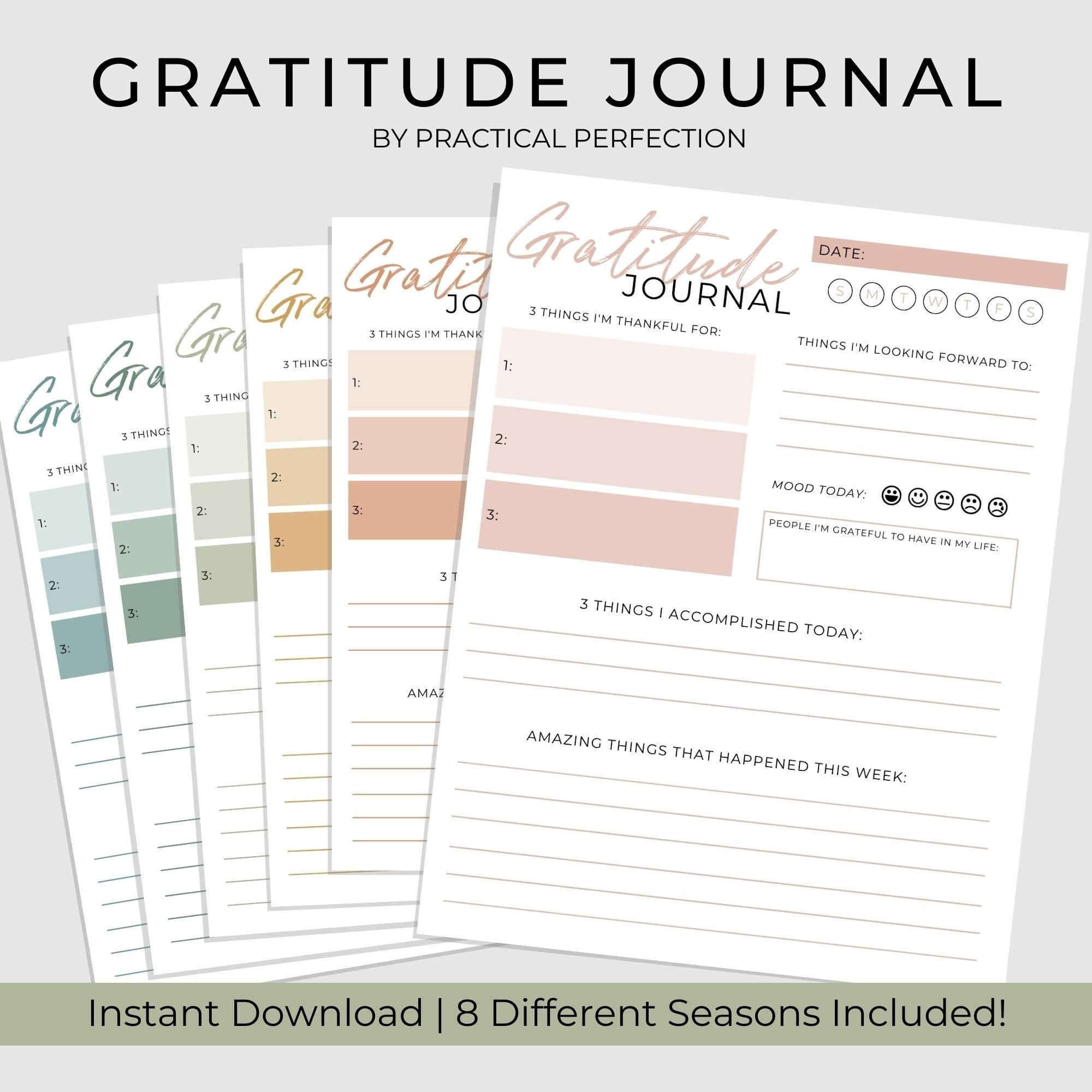 Gratitude Journal Printable Daily Gratitude Tracker - Etsy Australia