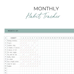 Monthly Habit Tracker Printable | 30 Day Habit Tracker - Etsy
