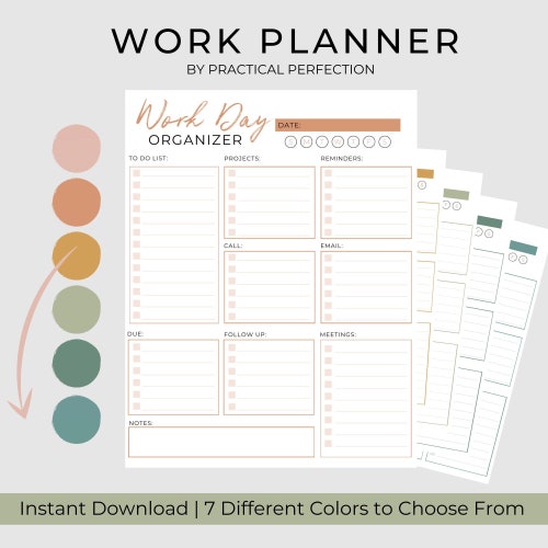 A5 Inserts : Work Day Planner Printable Daily Organizer - Etsy