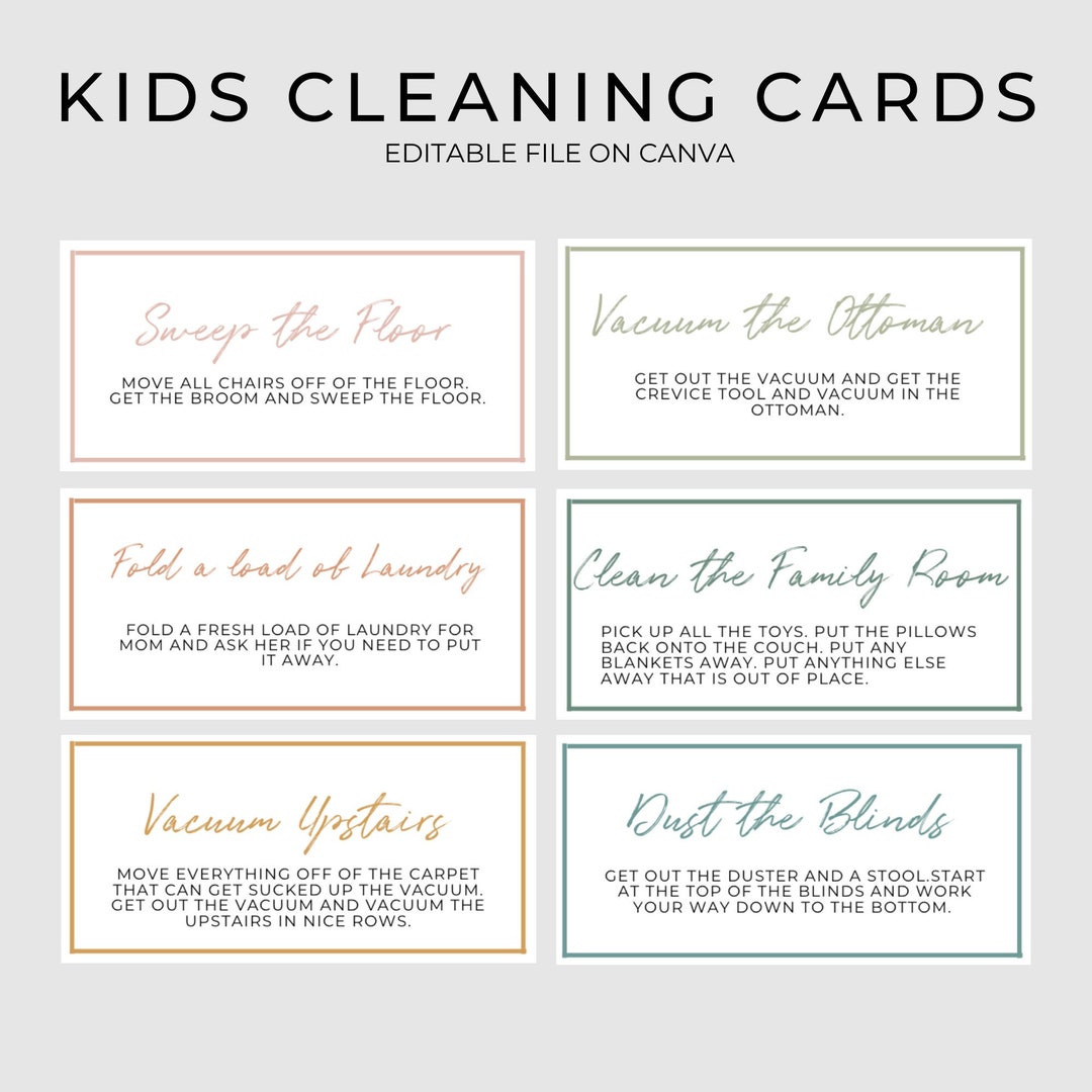 EDITABLE Kids Chore Chart Cards | Chore Cards | Responsibility - Etsy
