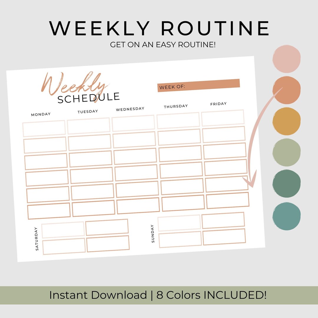 Undated Weekly Routine Planner Printable | Weekly Agenda | Kids Routine ...