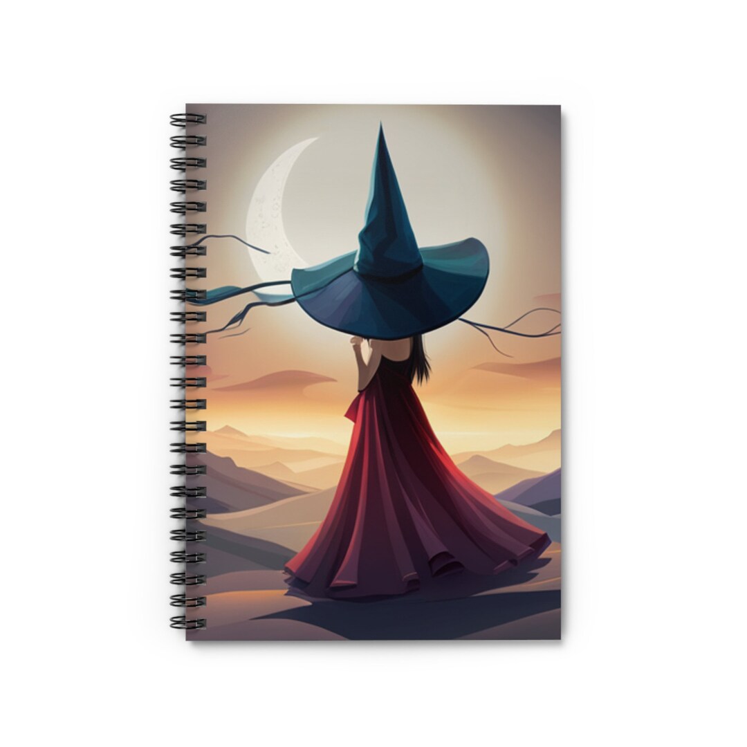 Witchy Moon Lady in Alien Desert Landscape Spiral Notebook Ruled Line ...