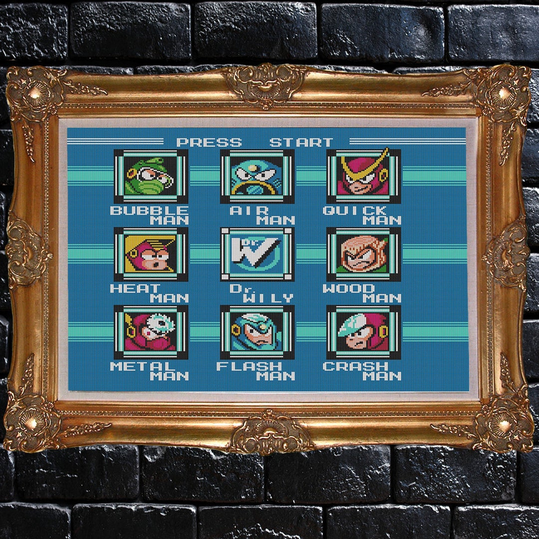 Mega Man 2 Level Select Screen Cross Stitch Pattern Digital Download ...