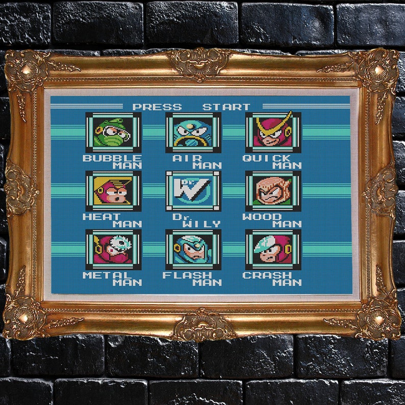 Mega Man 2 Level Select Screen Cross Stitch Pattern Digital - Etsy