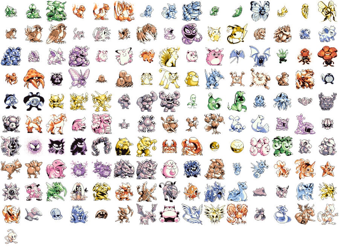 Classic Pokemon Red And Blue Sprites All 151 First Generation Etsy