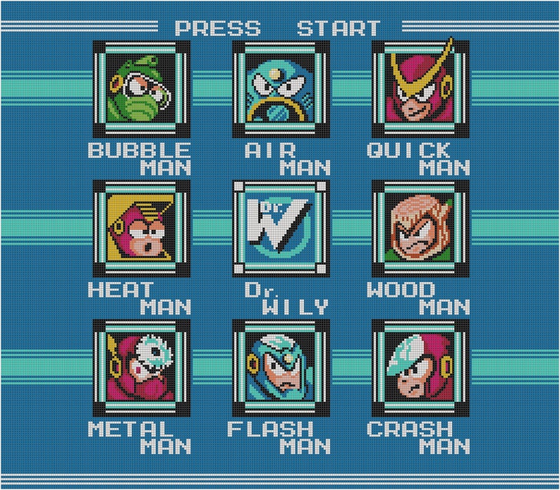Mega Man 2 Level Select Screen Cross Stitch Pattern Digital - Etsy