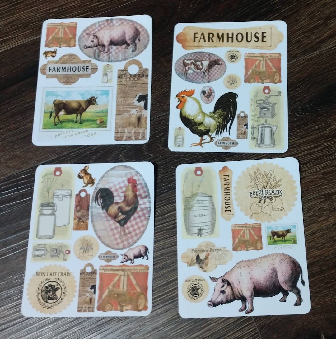 Vintage Farm Sticker Set. Farmhouse Stickers. Free Shipping in - Etsy