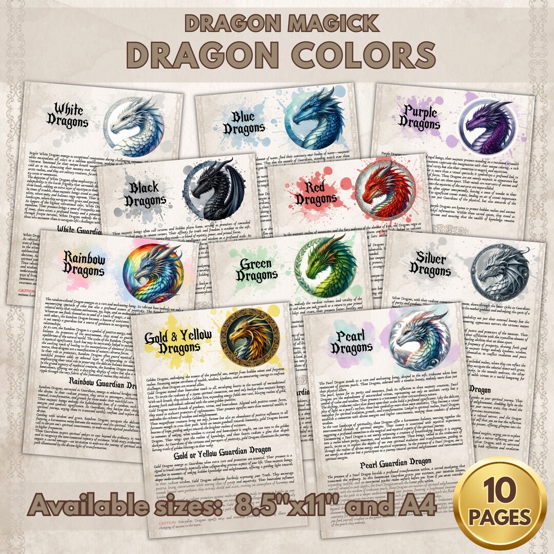 DRAGON MAGICK Dragon Colors Instant Digital Download Printable Book of ...