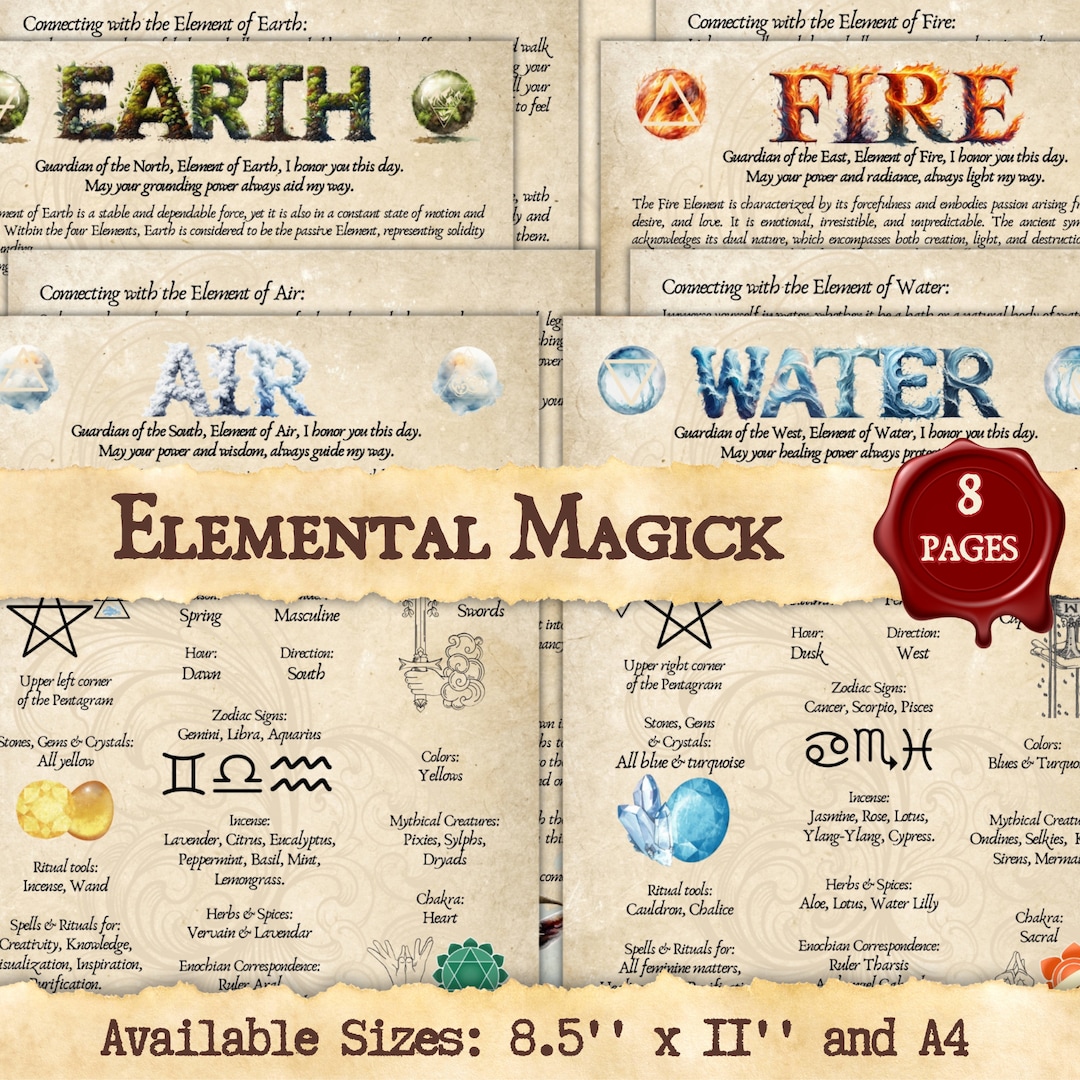 ELEMENTAL MAGICK | Instant Digital Download Printable Book of Shadows ...