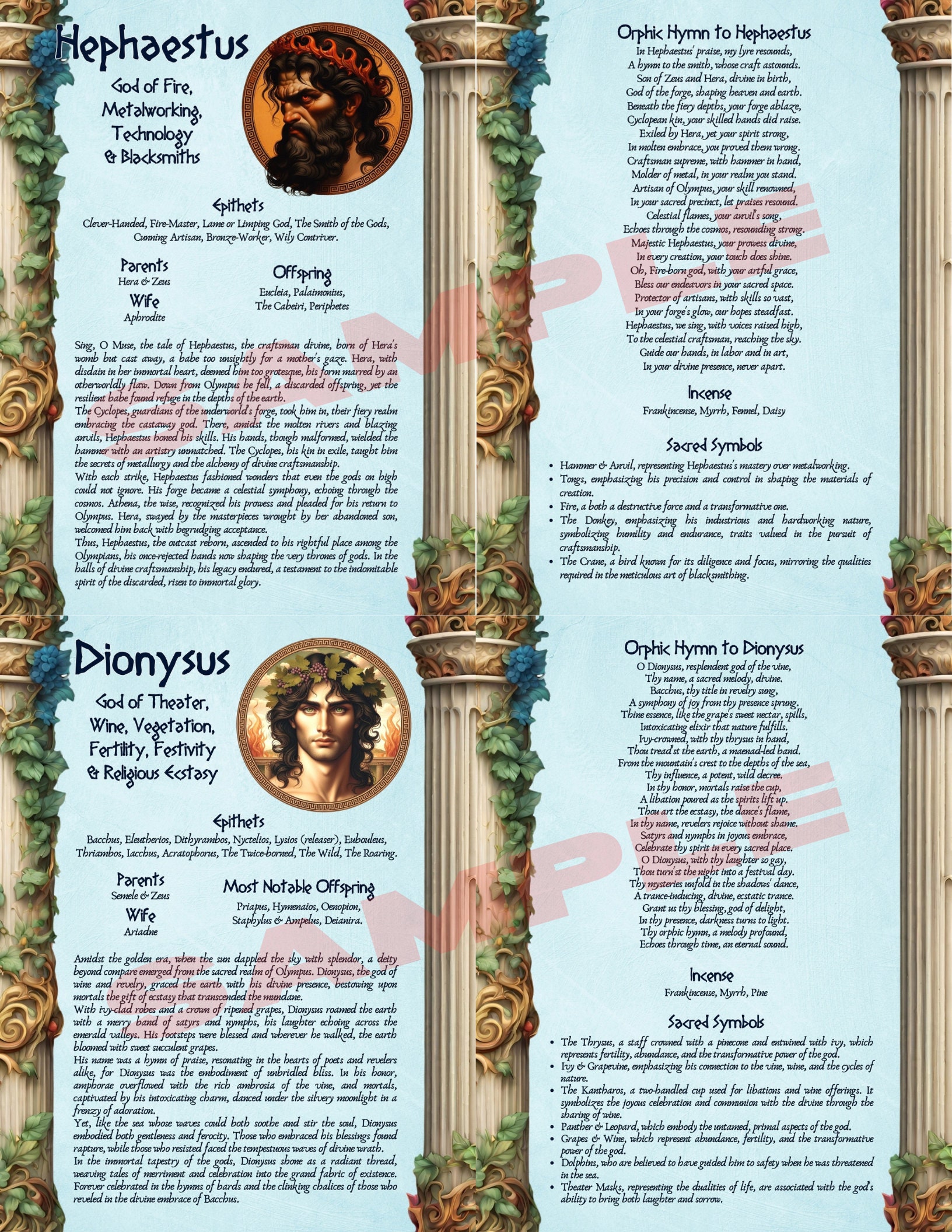 The 12 Greek OLYMPIAN GODS and GODDESSES Instant Digital Download ...