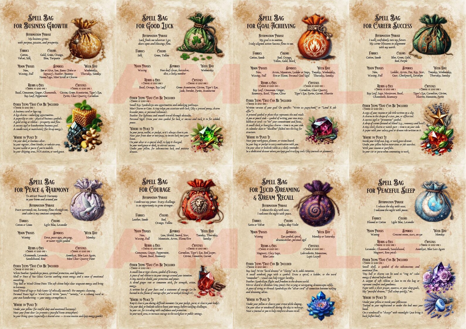 SPELL and HEX BAGS | Instant Digital Download Printable Book of Shadows ...