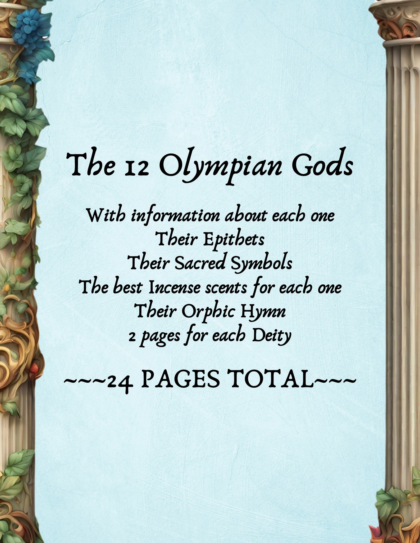 The 12 Greek OLYMPIAN GODS and GODDESSES Instant Digital Download ...