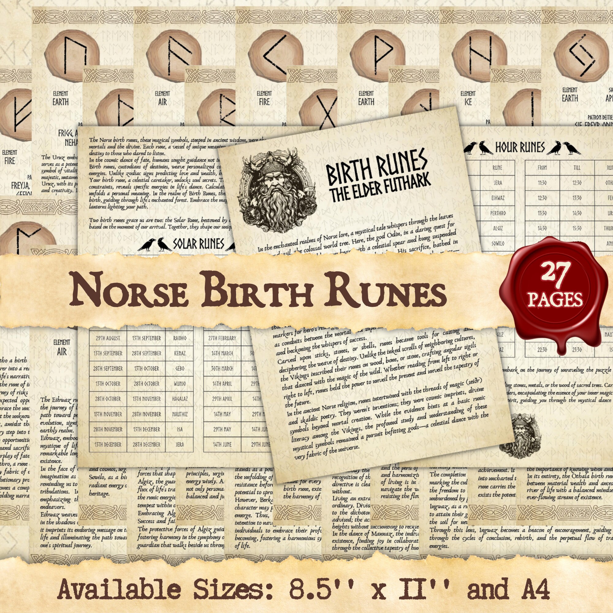 NORSE BIRTH RUNES Instant Digital Download Printable Book of Shadows ...