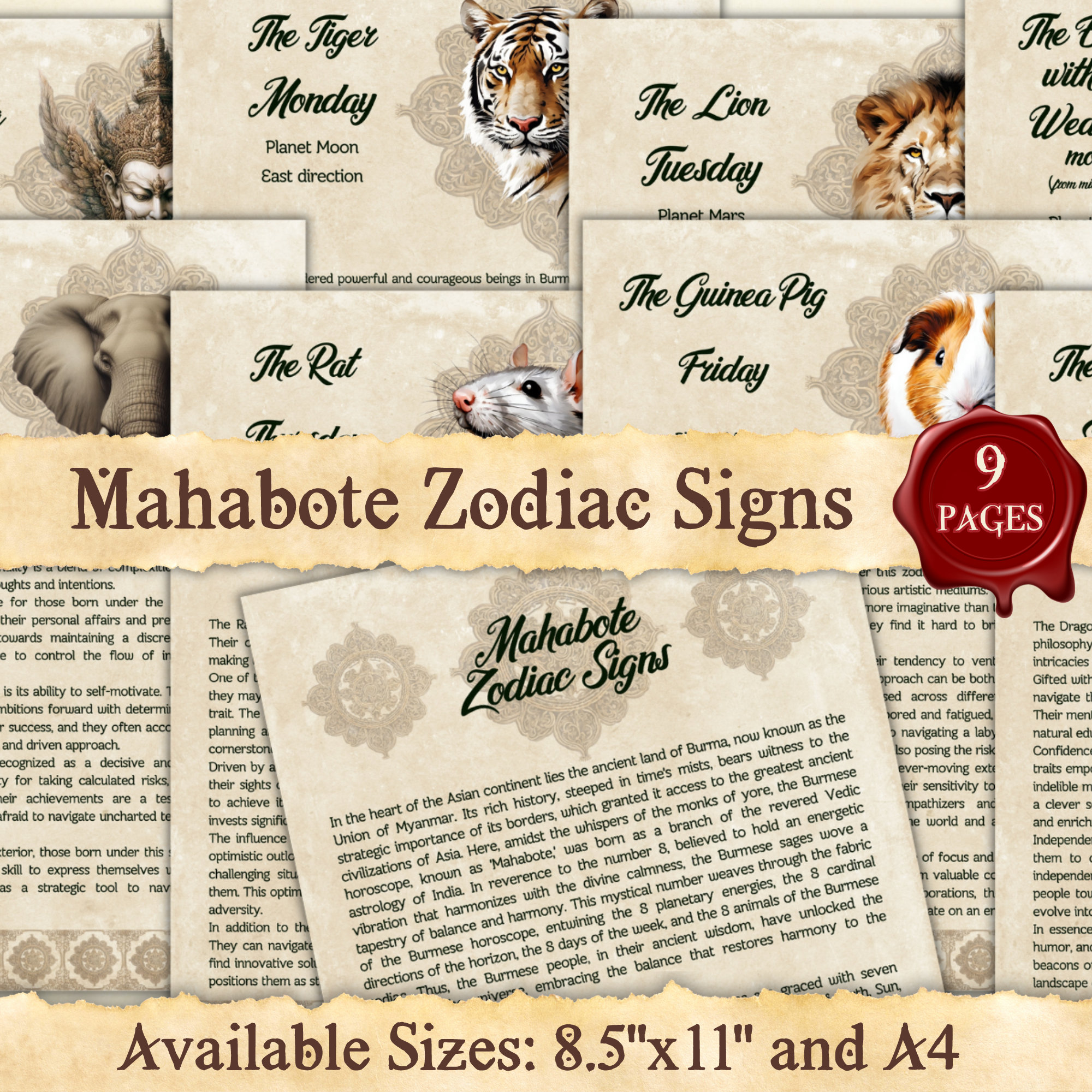 MAHABOTE ZODIAC SIGNS Astrology Instant Digital Download Printable ...