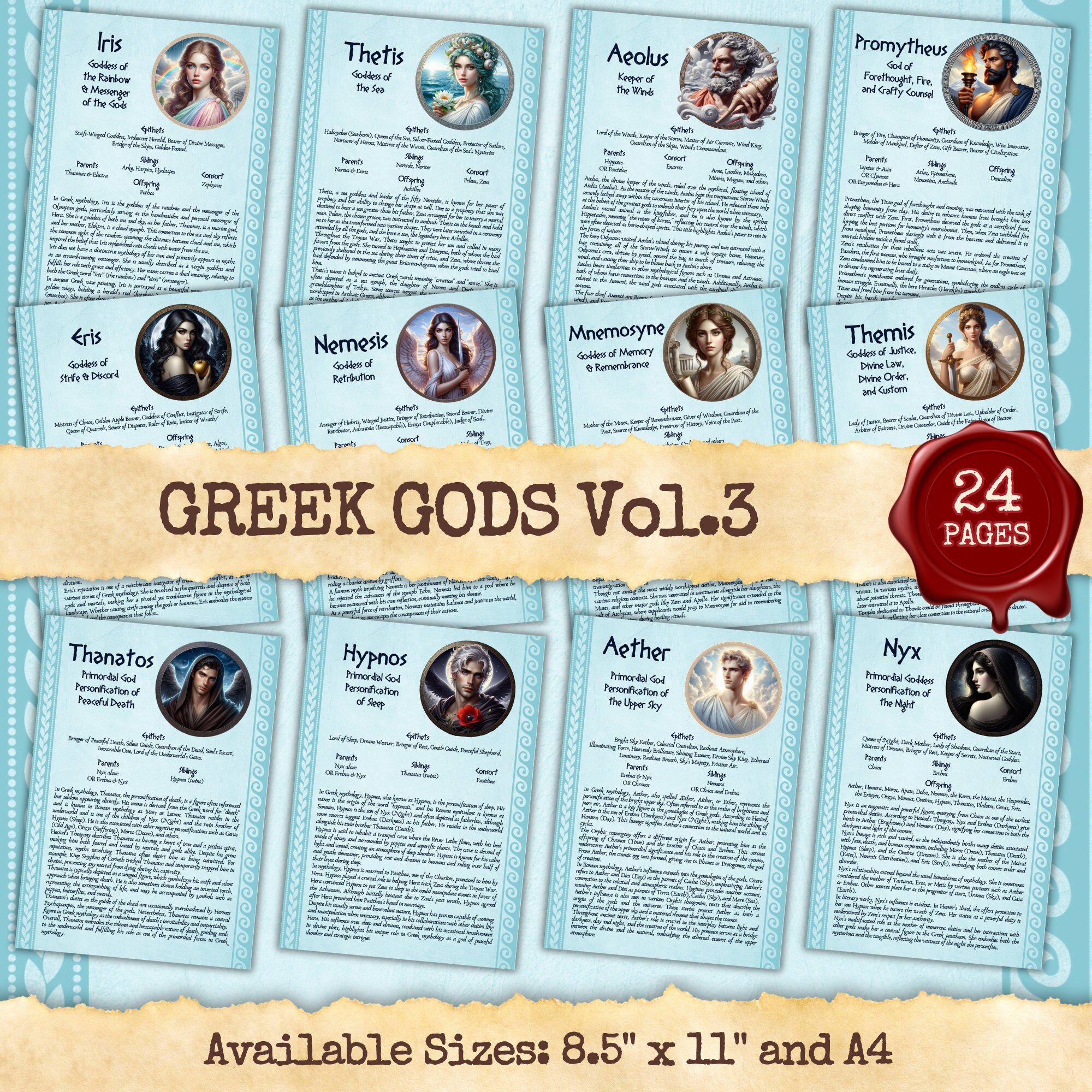 Greek GODS and GODDESSES Vol.3 Instant Digital Download Printable Book ...