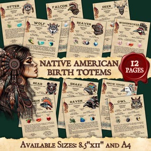 Native American Birth Totem Animals | Instant Digital Download ...