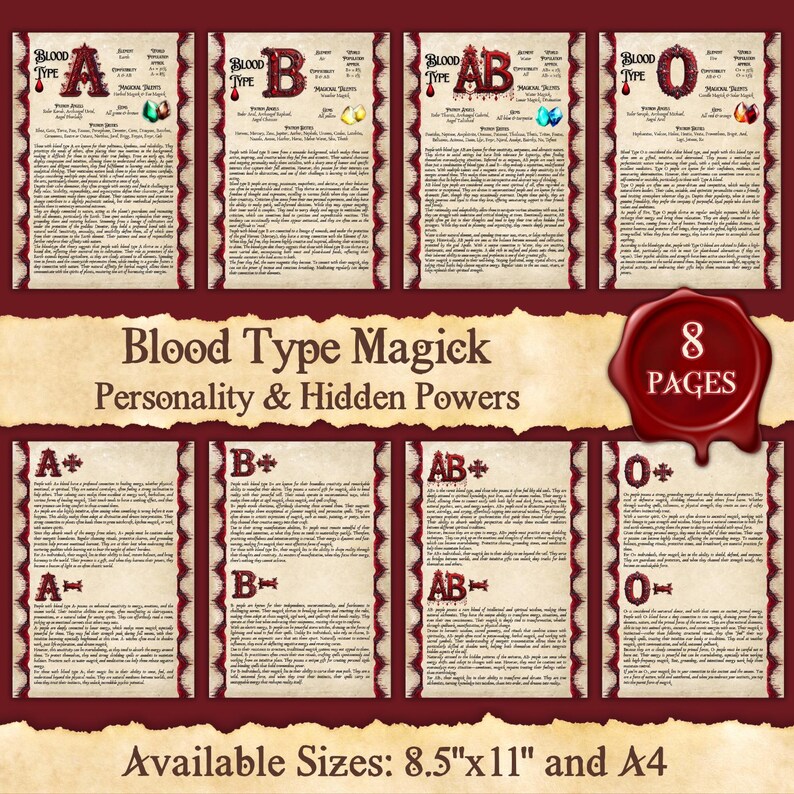 Blood Type’s Magick | Instant Digital Download Book of Shadows ...