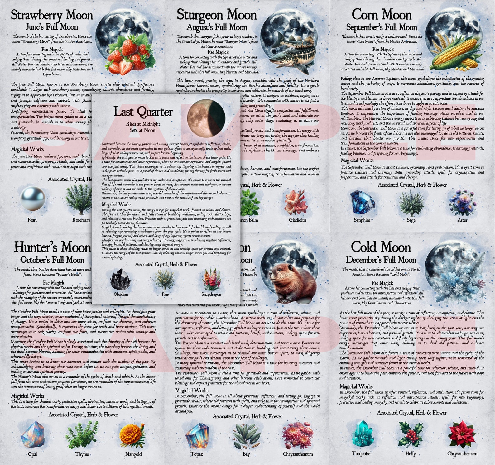 MOON MAGICK Instant Digital Download Book of Shadows / Grimoire Pages ...