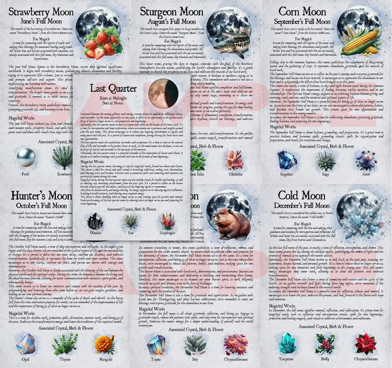 MOON MAGICK Instant Digital Download Book of Shadows / Grimoire Pages ...