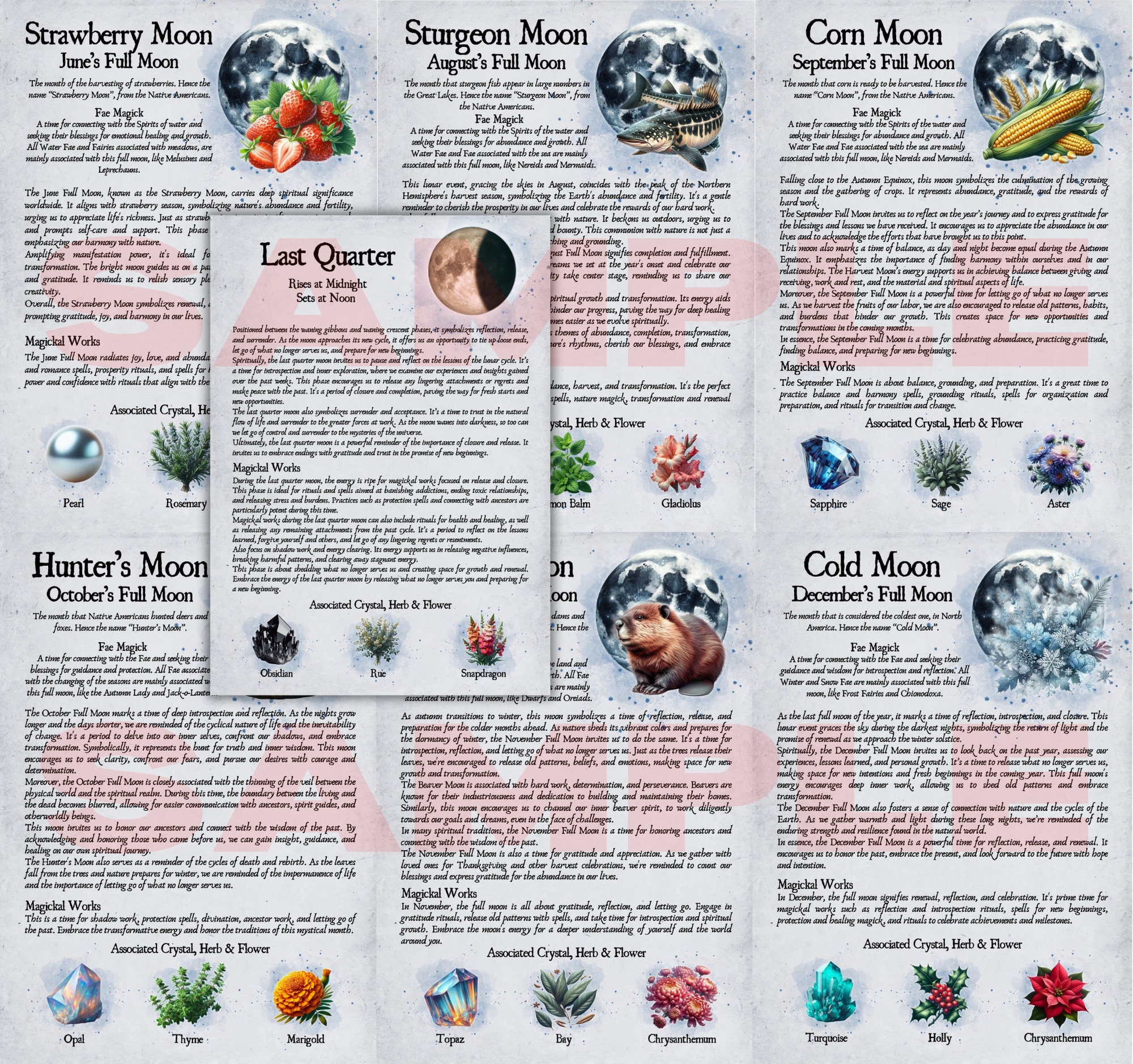 MOON MAGICK Instant Digital Download Book of Shadows / Grimoire Pages ...