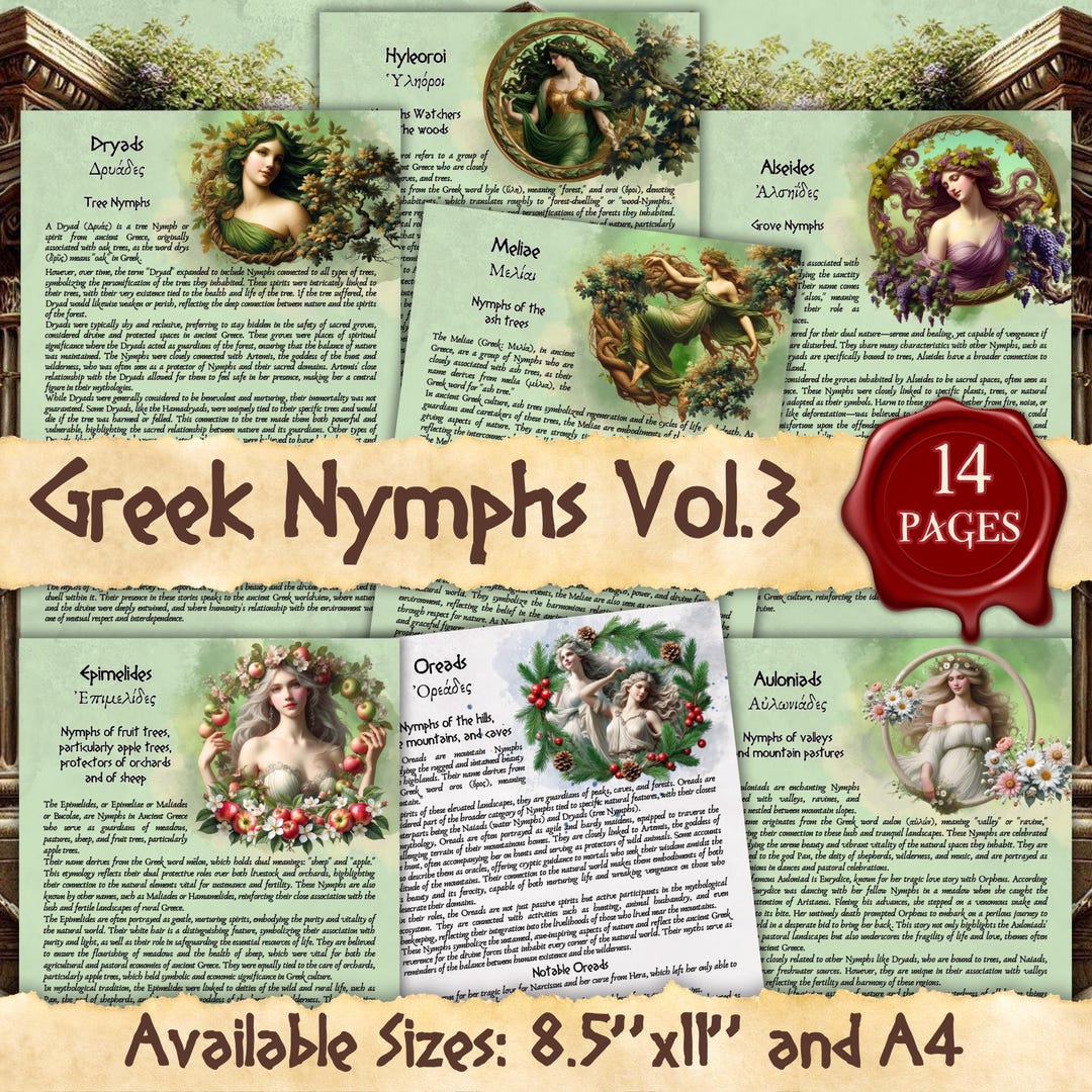 The GREEK NYMPHS Vol.3 | Instant Digital Download Printable Book of ...