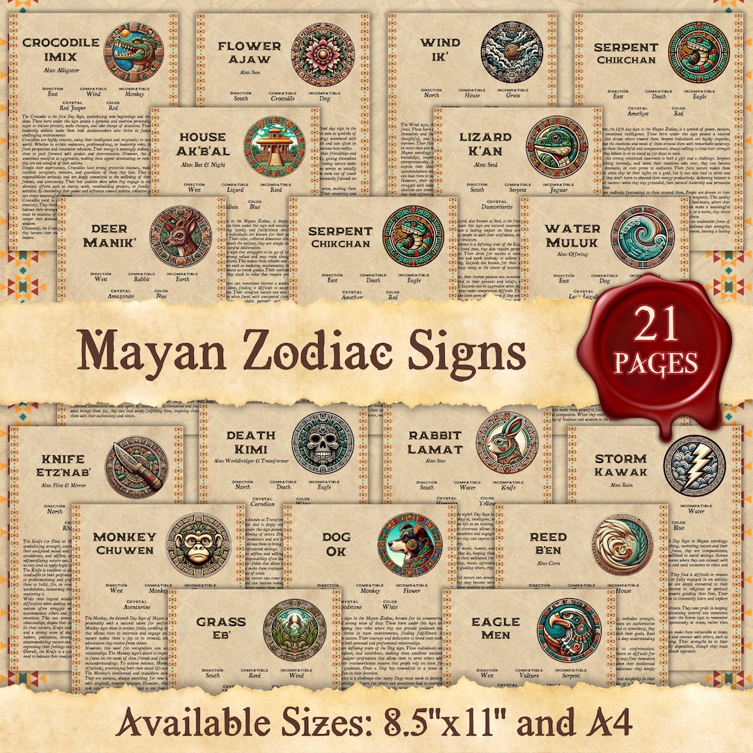 The MAYAN ZODIAC Signs | Instant Digital Download Printable Book of ...