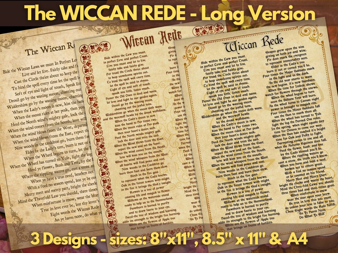 WICCAN REDE Long Version Laws of Wicca Instant Digital - Etsy