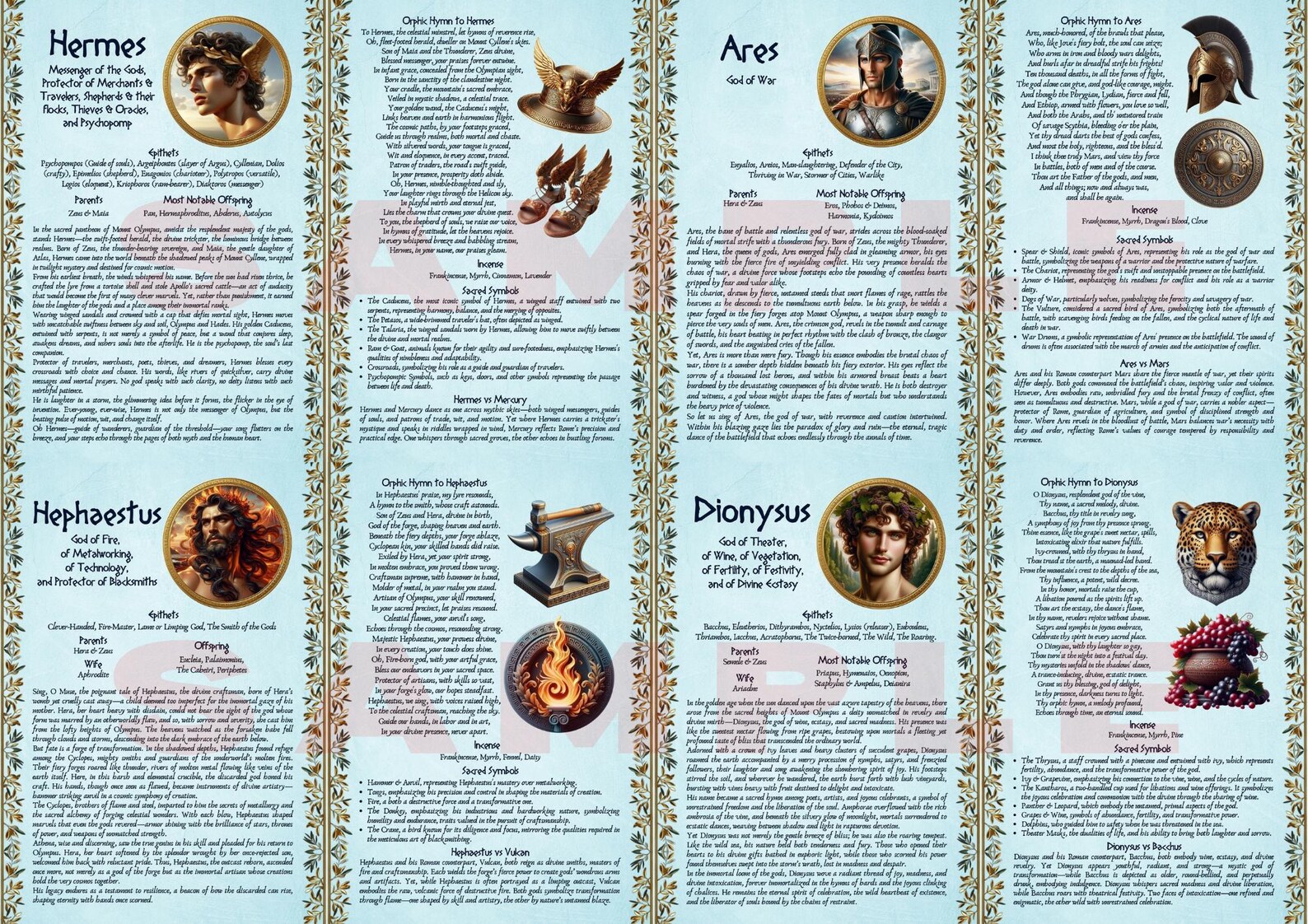 The 12 Greek OLYMPIAN GODS and GODDESSES | Instant Digital Download ...