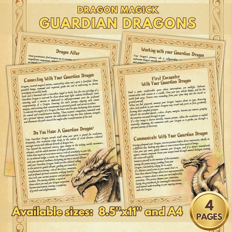 DRAGON MAGICK Guardian Dragons Instant Digital Download Printable Book ...