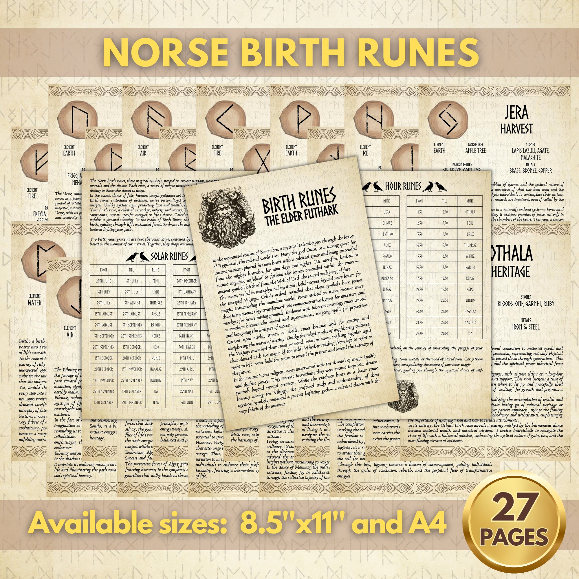 NORSE BIRTH RUNES Instant Digital Download Printable Book of Shadows ...