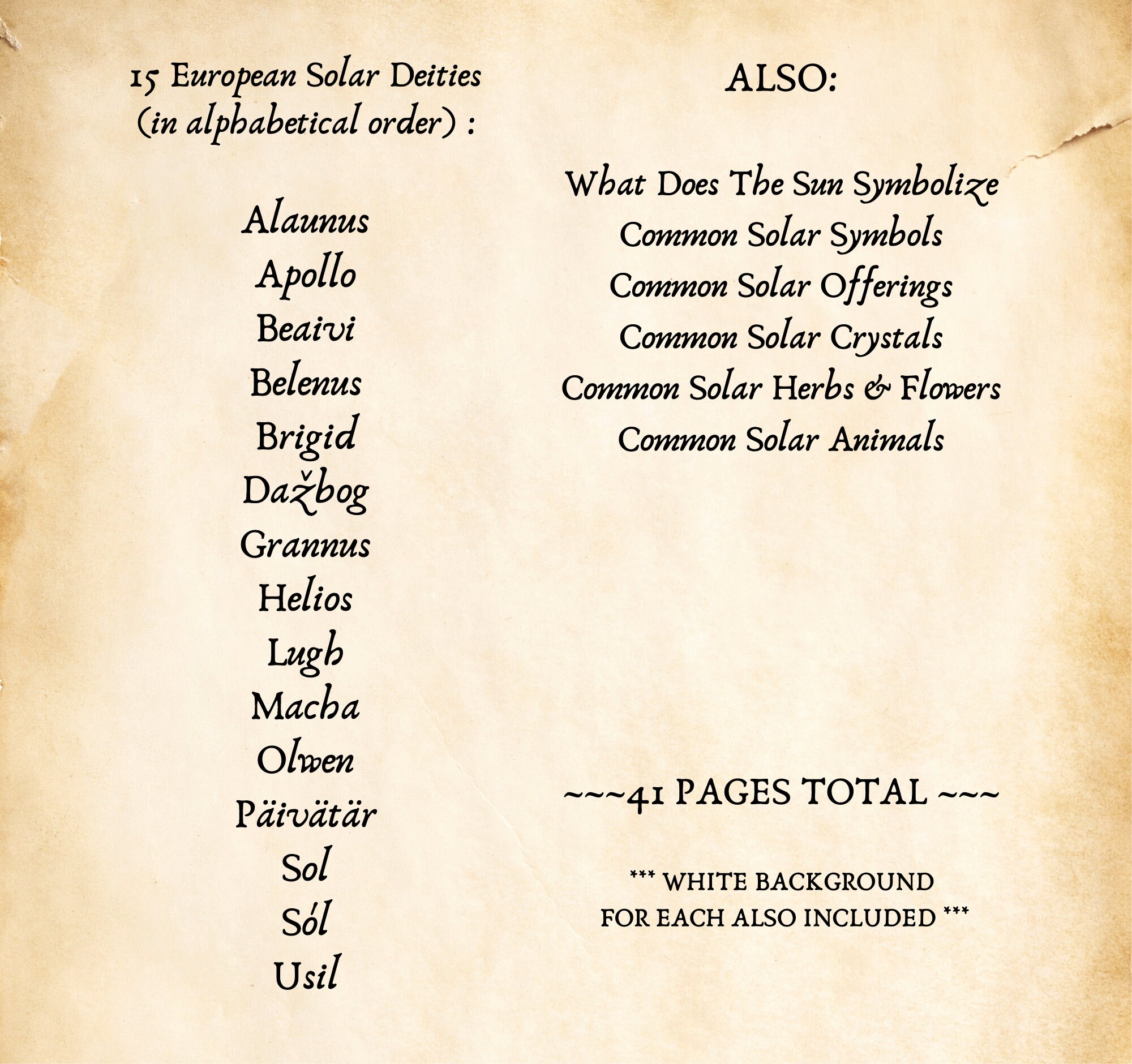 European Solar Deities Digital Printable Pages Sizes A4 & 8.5''x11'' - Etsy