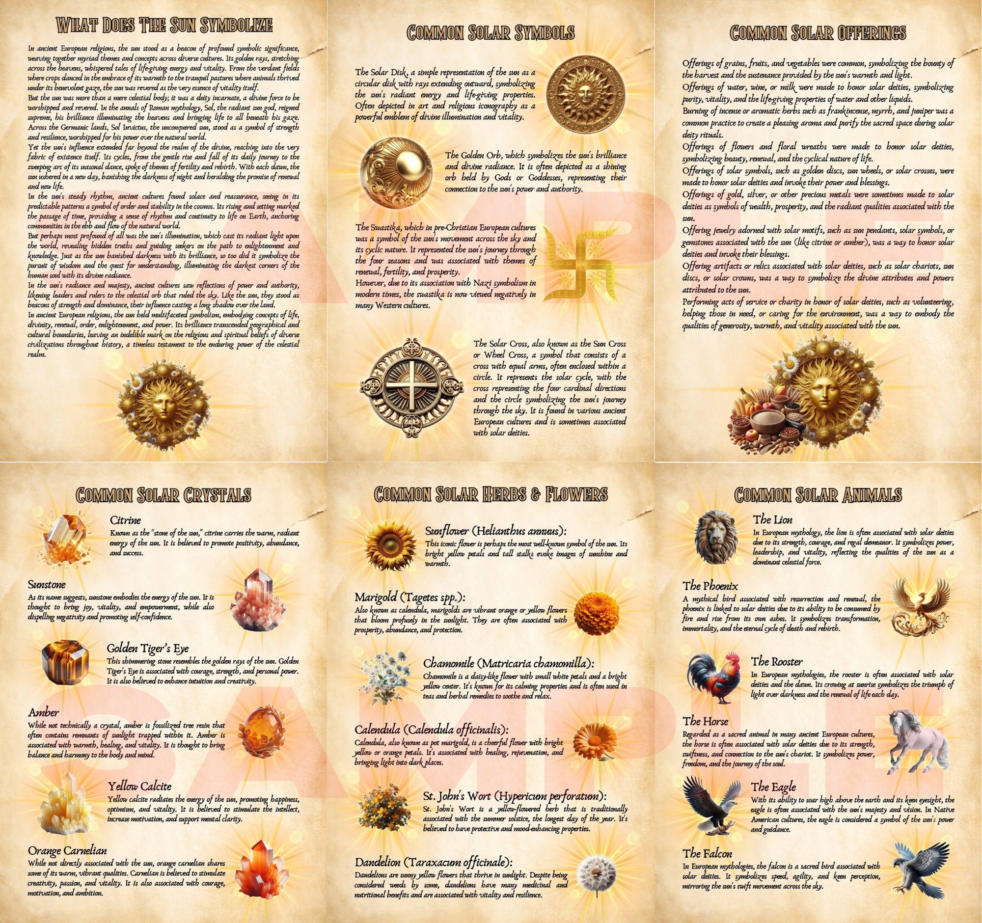 European Solar Deities Digital Printable Pages Sizes A4 & 8.5''x11'' - Etsy