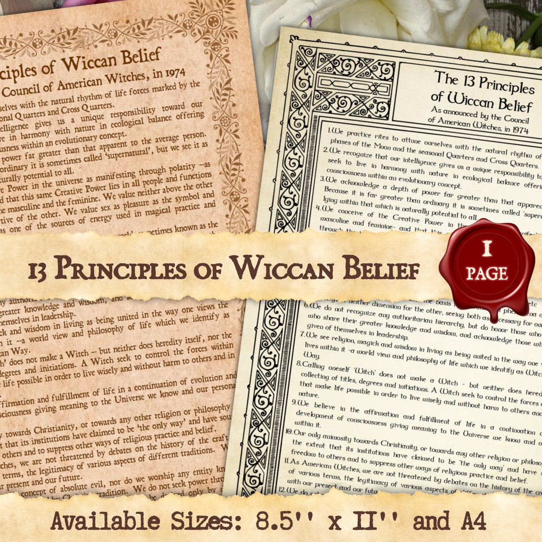 13 Principles of Wiccan Belief 2 Alternative Designs Instant Digital ...