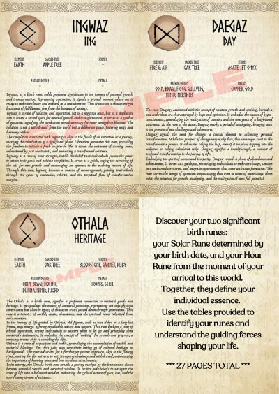 NORSE BIRTH RUNES Instant Digital Download Printable Book of Shadows ...