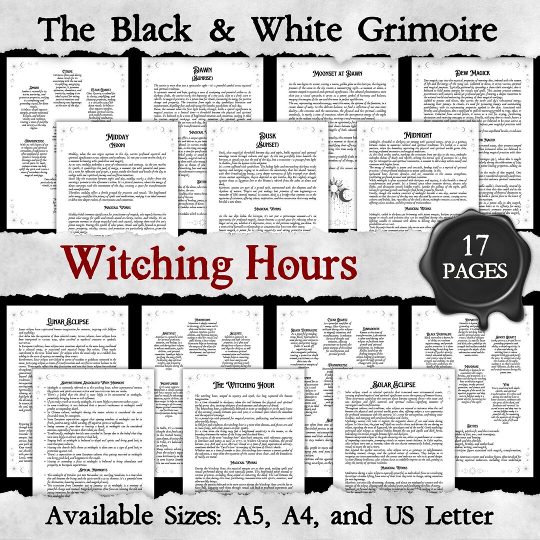 WITCHING TIMES in Black and White | Digital Download Printable Book of ...