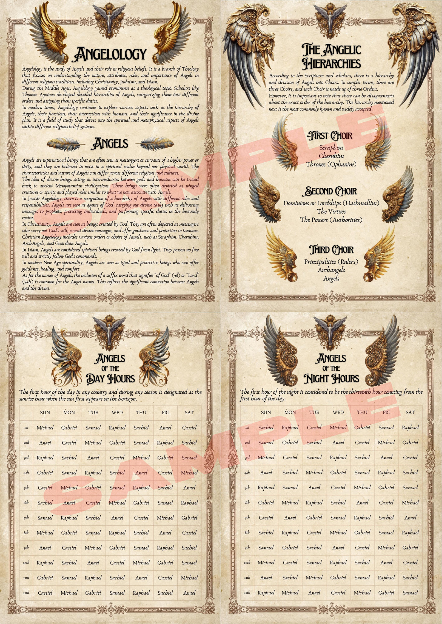 ANGELOLOGY | Enochian Magick | BOS / Grimoire Pages | Sizes A4 and 8.5 ...