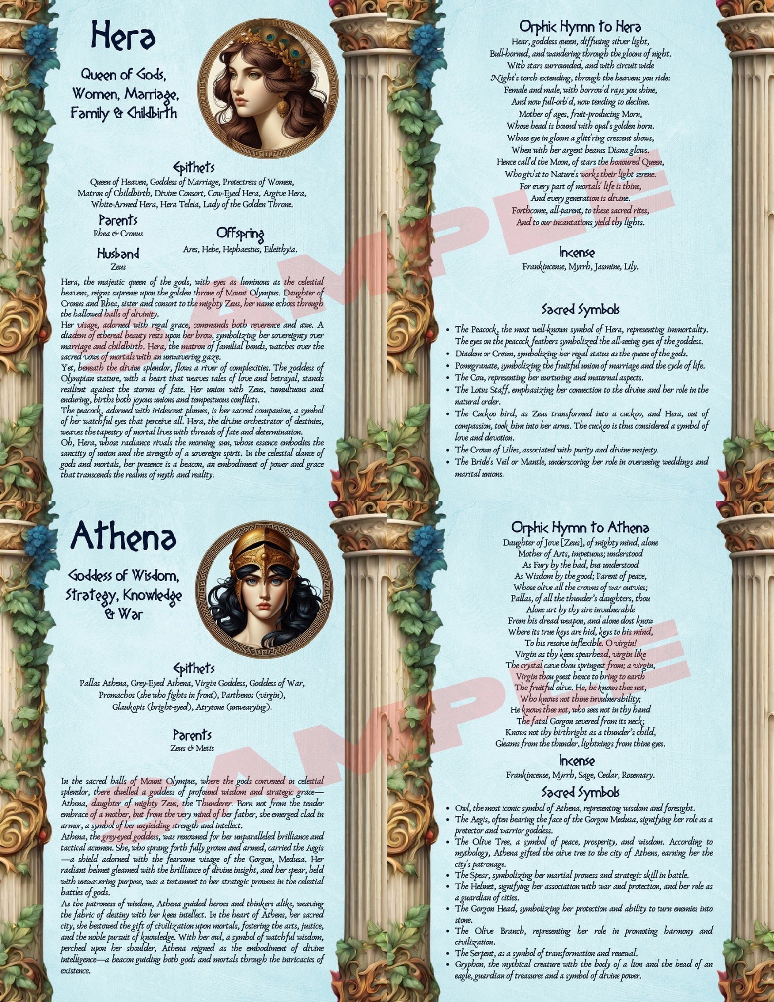 The 12 Greek OLYMPIAN GODS and GODDESSES Instant Digital Download ...