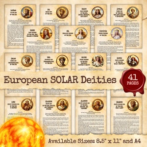 European SOLAR Deities | Digital Printable Pages | Sizes A4 & 8.5''x11 ...