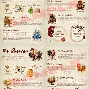 CHINESE ZODIAC Signs Astrology Instant Digital Download Printable Pages ...